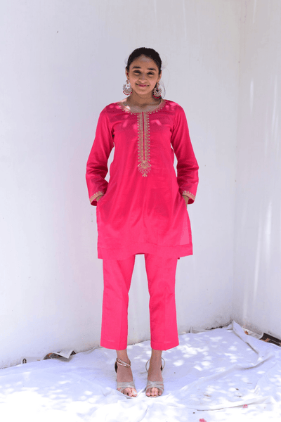 Hot Pink Co-Ord with Embroidery - Set of 2 – Mera Rang