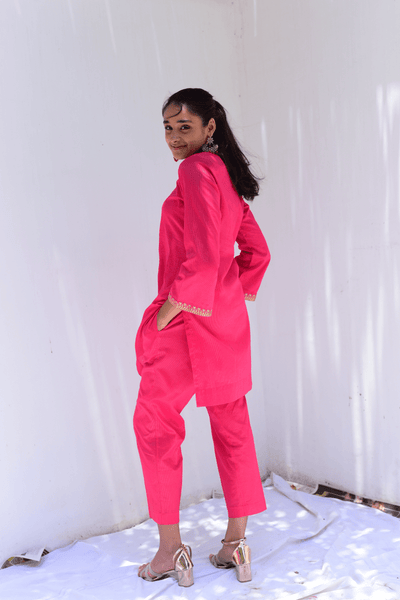 Hot Pink Co-Ord with Embroidery - Set of 2 – Mera Rang