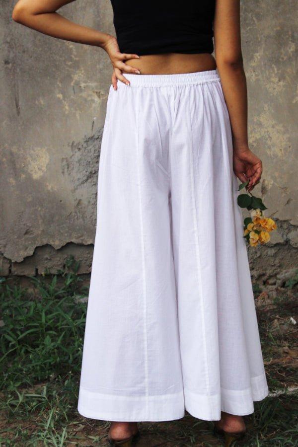 Women's Plain White Cotton Sharara for Kurtas, Kurtis, Tops | Rang ...