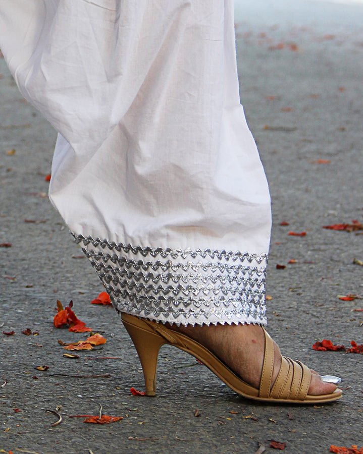 Women's Silver Lahori Poncha Shalwar Pants for Kurtas, Kurtis | Rang ...