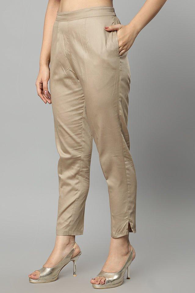 Straight Fit Skin-tone Drainpipe Pants for Kurtas, Tops, Kurtis | Rang ...